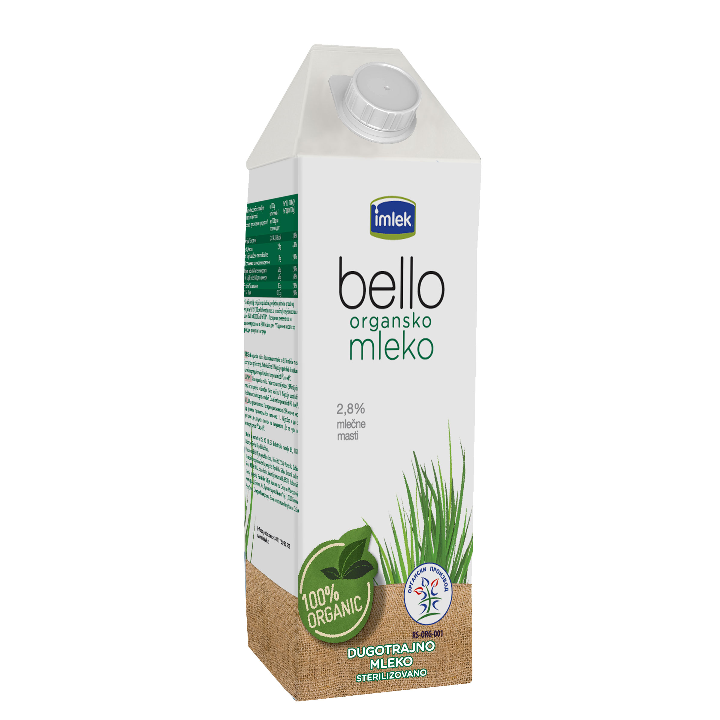 Bello organic mleko 2.8%mm 1l tb - Soulfood